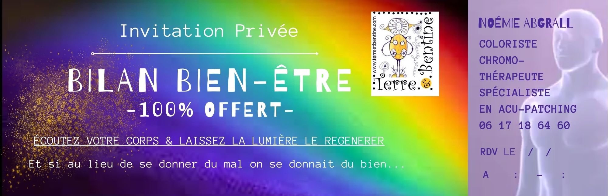 OFFRE DECOUVERTE! Bilans bien-être 100% Offert! Sur RDV :-) – Terre & Bentine